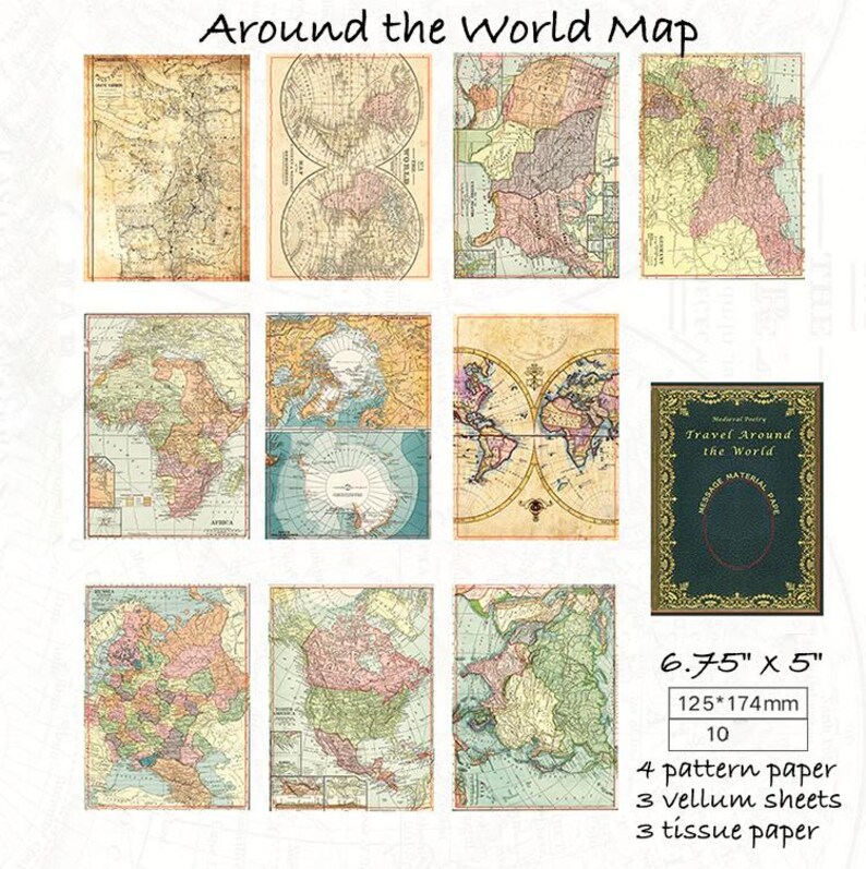 Old Map Paper: Vellum, Tissue & Pattern Sheets for Scrapbooking - Etsy