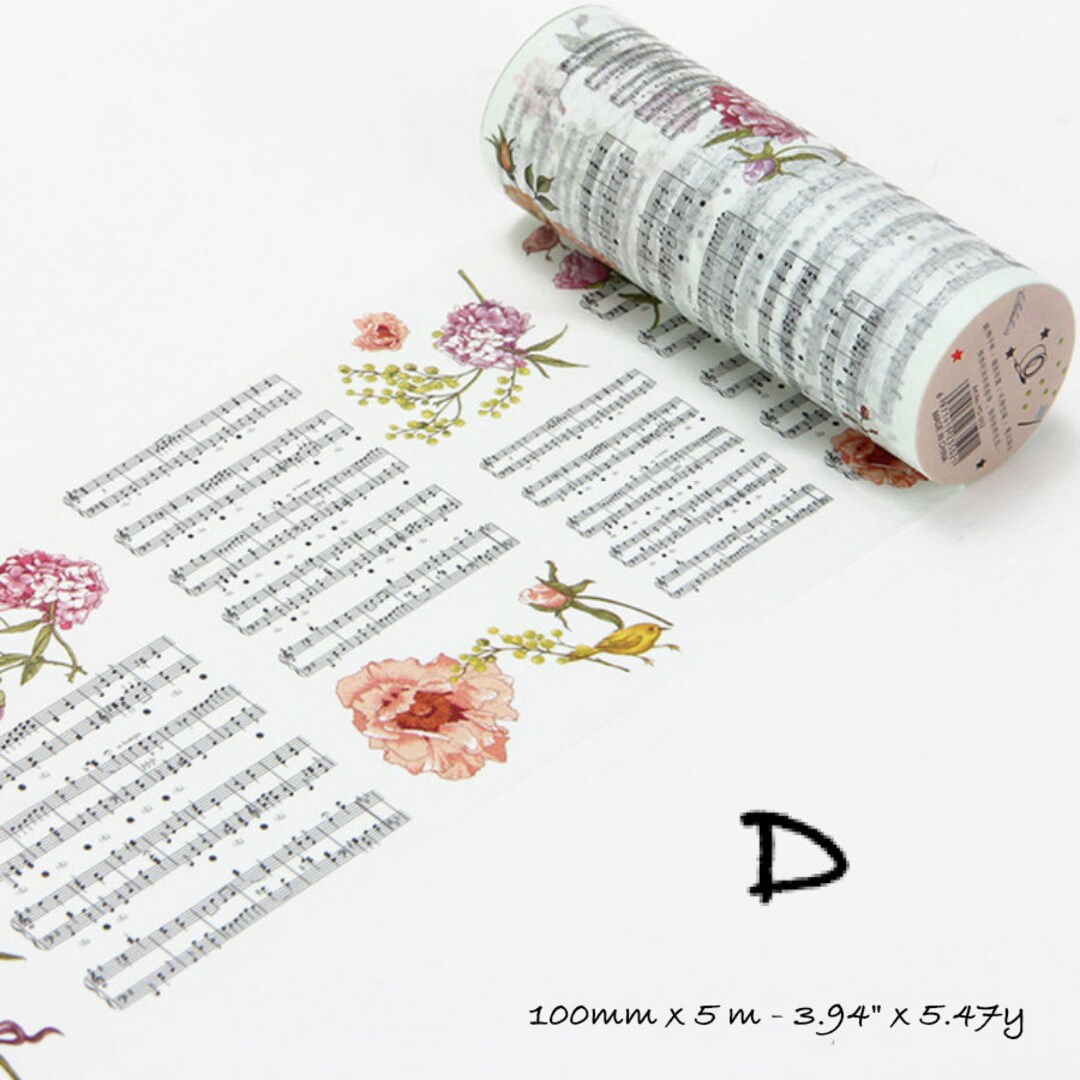 Wide Washi Tape, Blackboard Math, Floral Music, Collage Washi Tape ...
