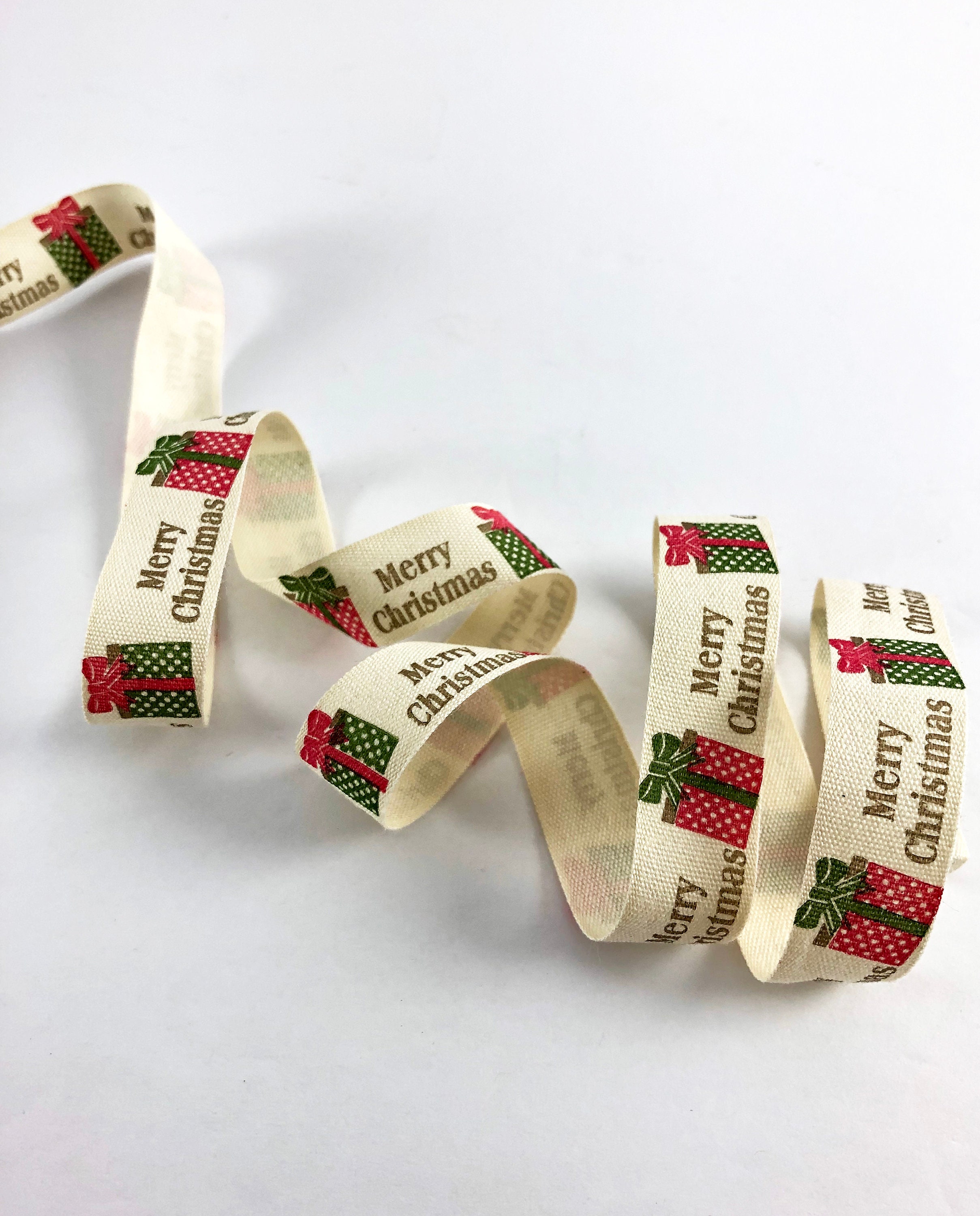 Christmas Ribbon Merry Christmas Gift Red Green Ribbon | Etsy