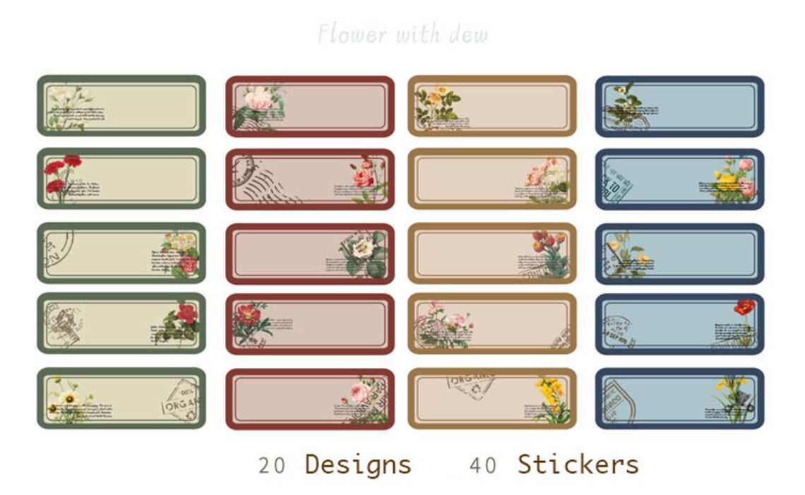 Vintage Label Sticker Flower Label Sticker Vintage Shabby - Etsy