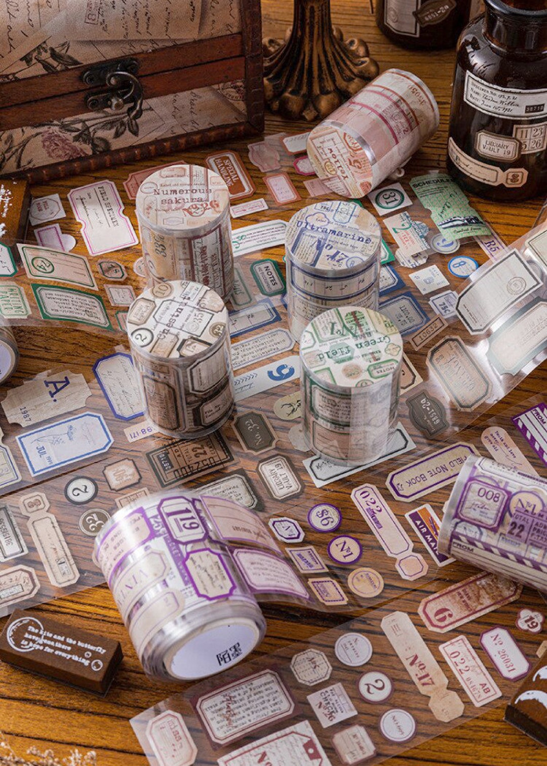 Label Stickers in a Roll, PET Label Tape, Junk Journal, Scrapbooking ...