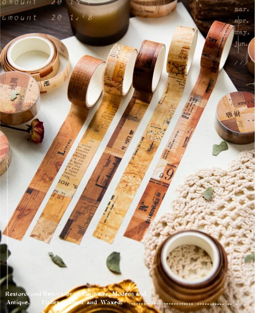 Retro Collage Maps Washi Tape, Newspaper, Handwritten, Vintage Ticket ...