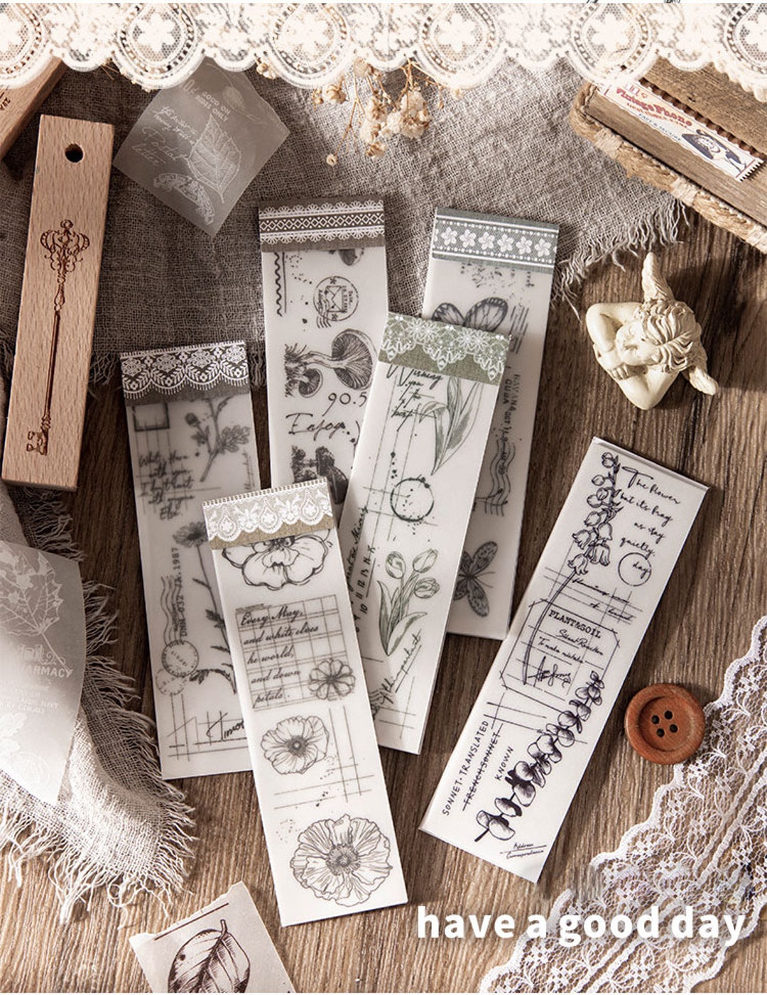 Botanical Vellum Paper Ephemera Stripe: Junk Journaling Strips - 30 ...