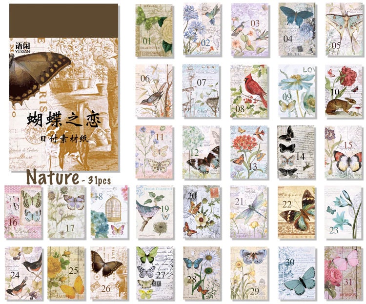 Ephemera Calendar Booklet 31 Pcs Mushroom Botanical - Etsy