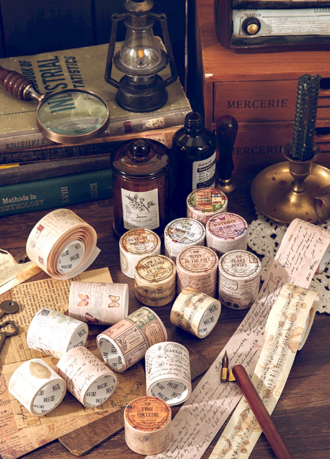 Botanical Collage Washi Tape, Butterfly, Handwritten, Ticket, Old Ads ...