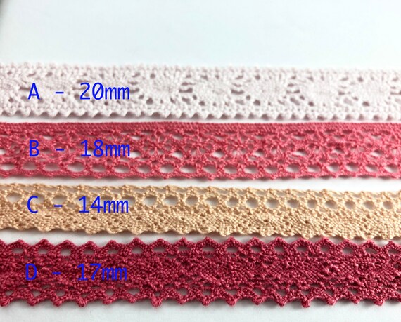 Pink Crochet Lace Ribbon Pink Lace Trim Cotton by the Yard | Etsy