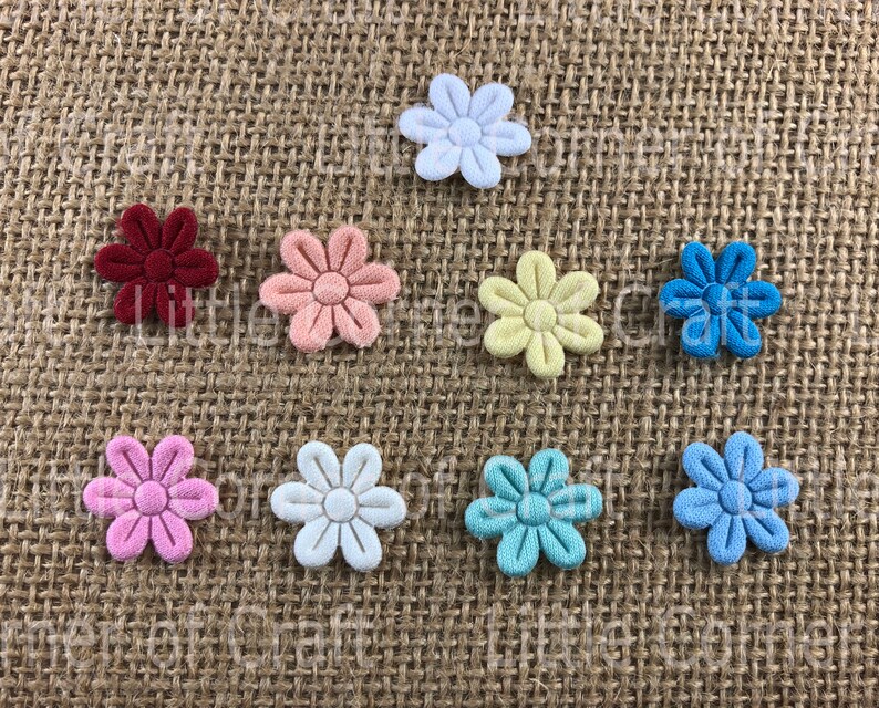 Embossed Flower Flat Fabric Flower Mini Ribbon Roses | Etsy