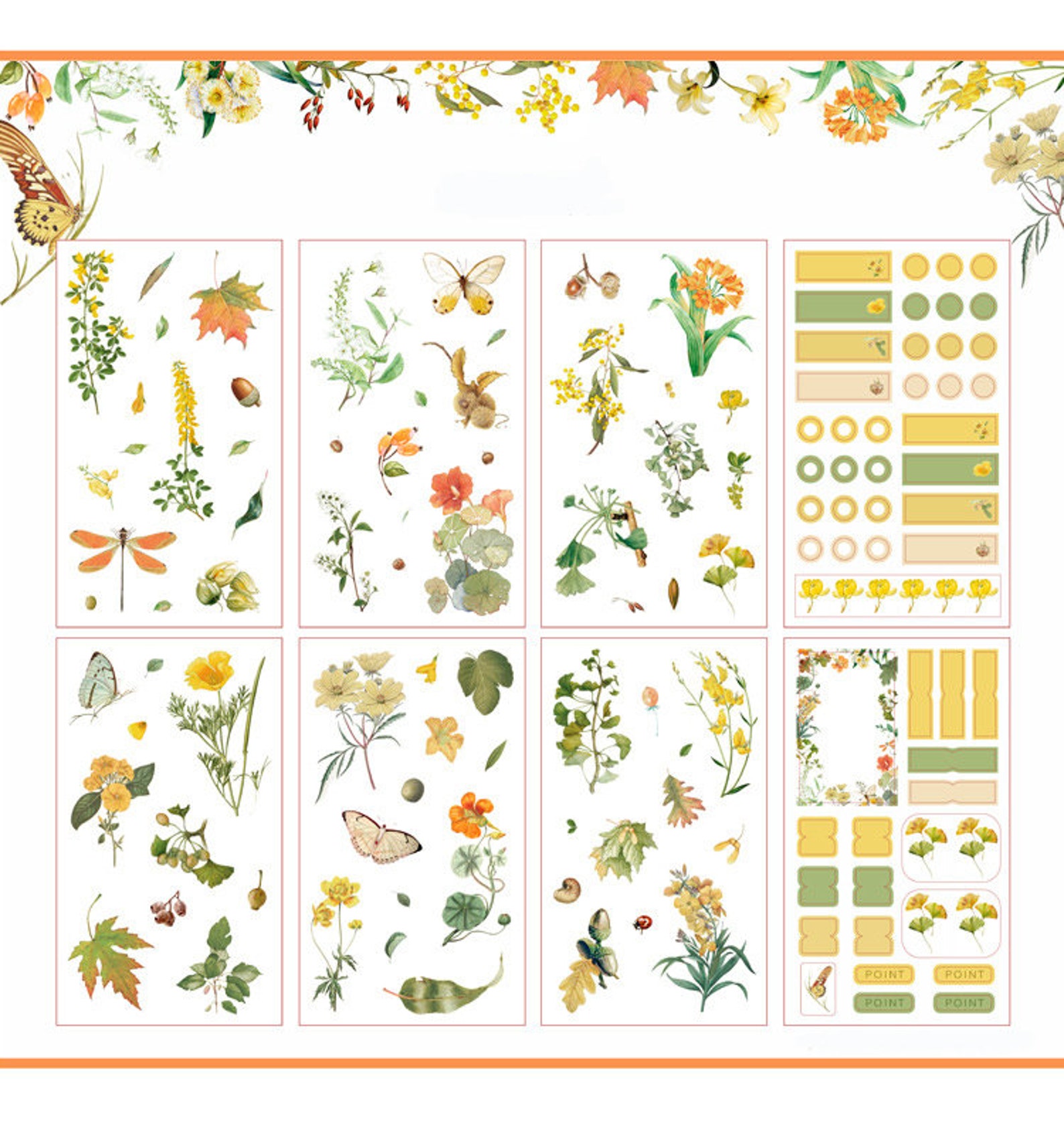 Sticker Collection Sheets in a Booklet Botanical Sticker | Etsy