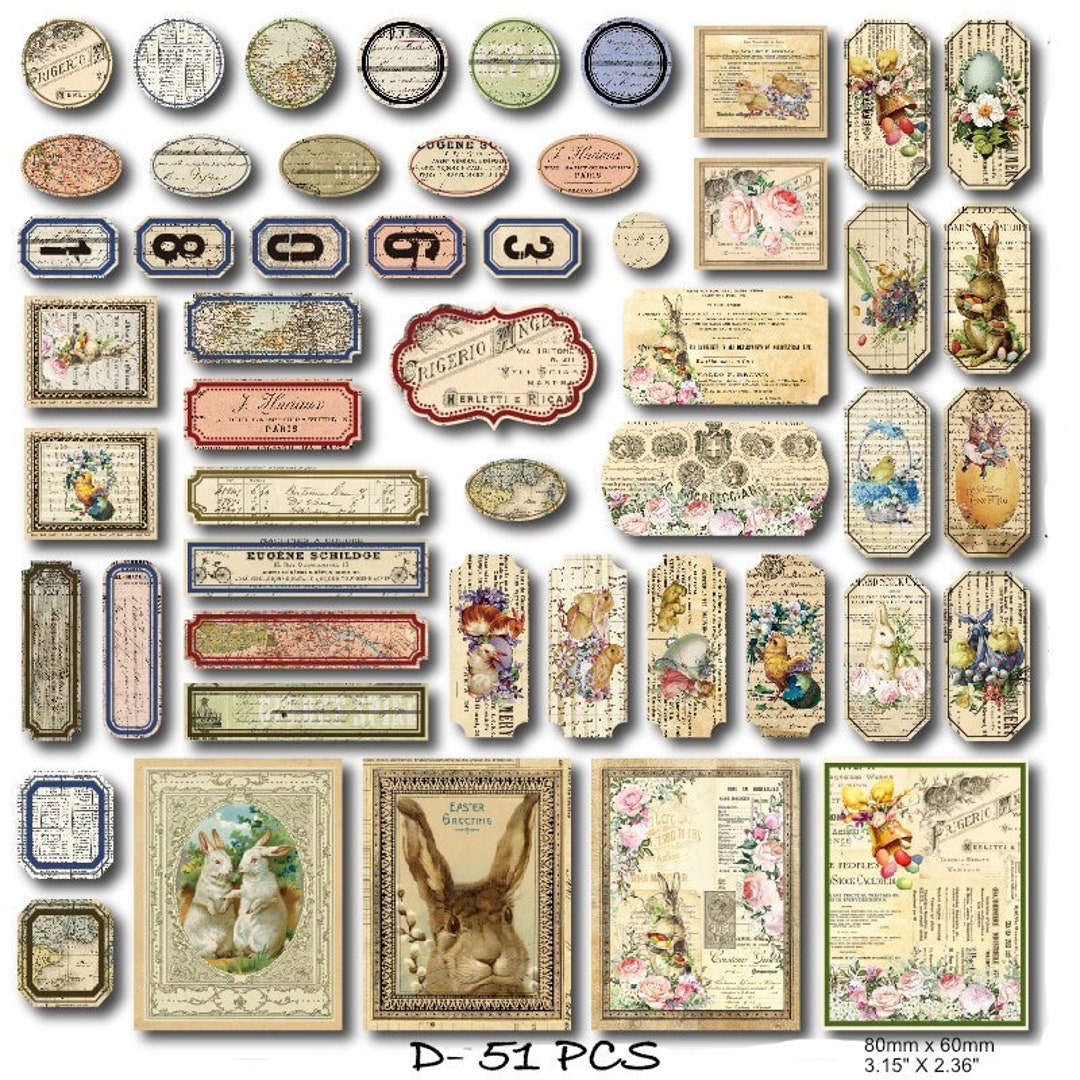 Vintage Collection Paper, Tags and Paper Cuts, Junk Journal Ephemera ...