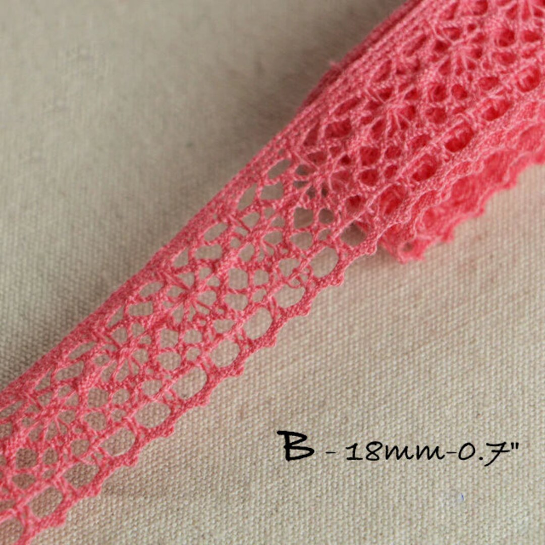 Pink Crochet Lace Ribbon, Pink Lace Trim Cotton by the Yard, Junk ...