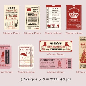 45 Pcs Set Vellum Tickets Stickers , Botanical Travel Vintage Ladies ...