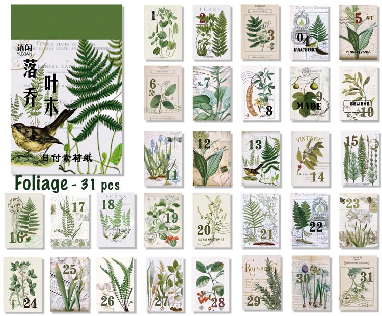 Ephemera Calendar Booklet 31 Pcs Mushroom Botanical - Etsy