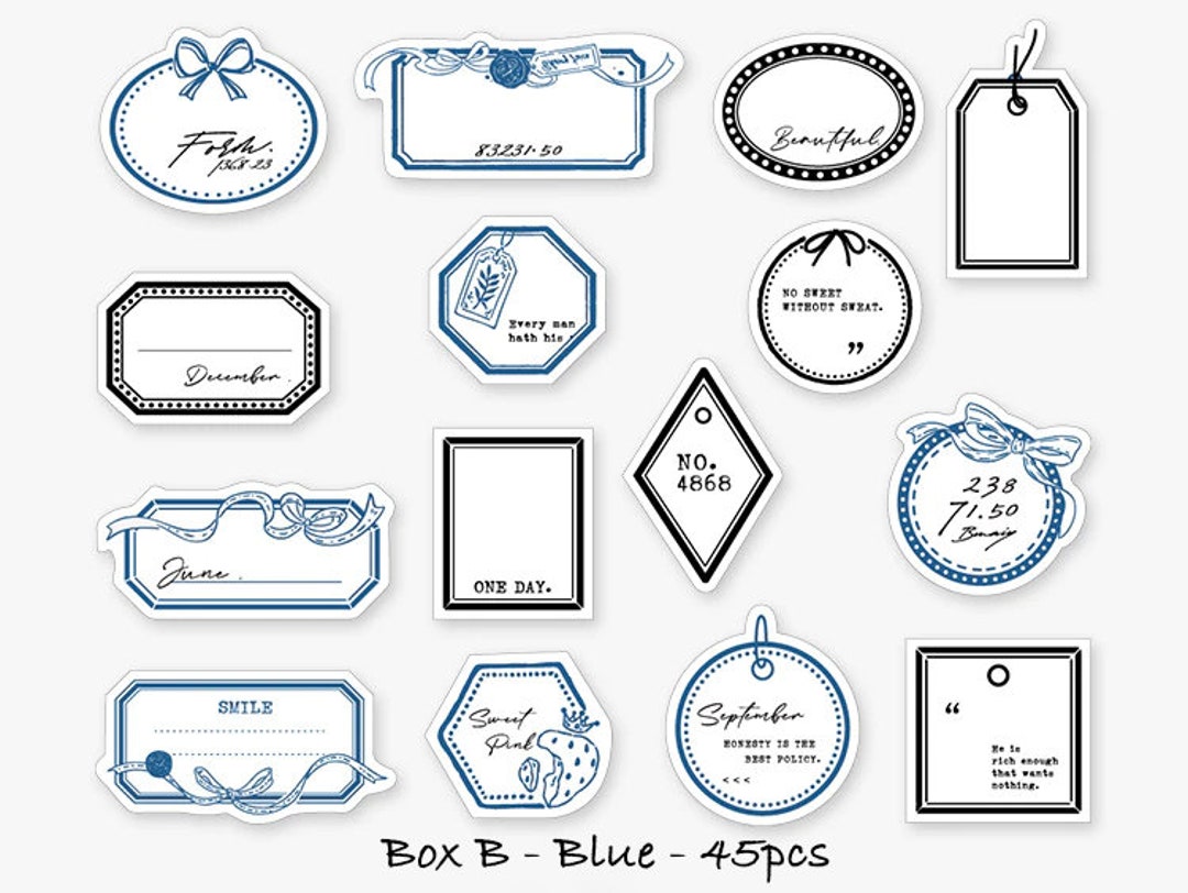 45 Pcs Box Vintage Textured Paper Label Vintage Shabby Chic - Etsy