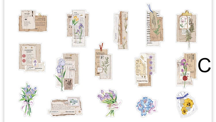 Cluster Collage Vellum Sticker Vintage Ticket Sticker Flower | Etsy