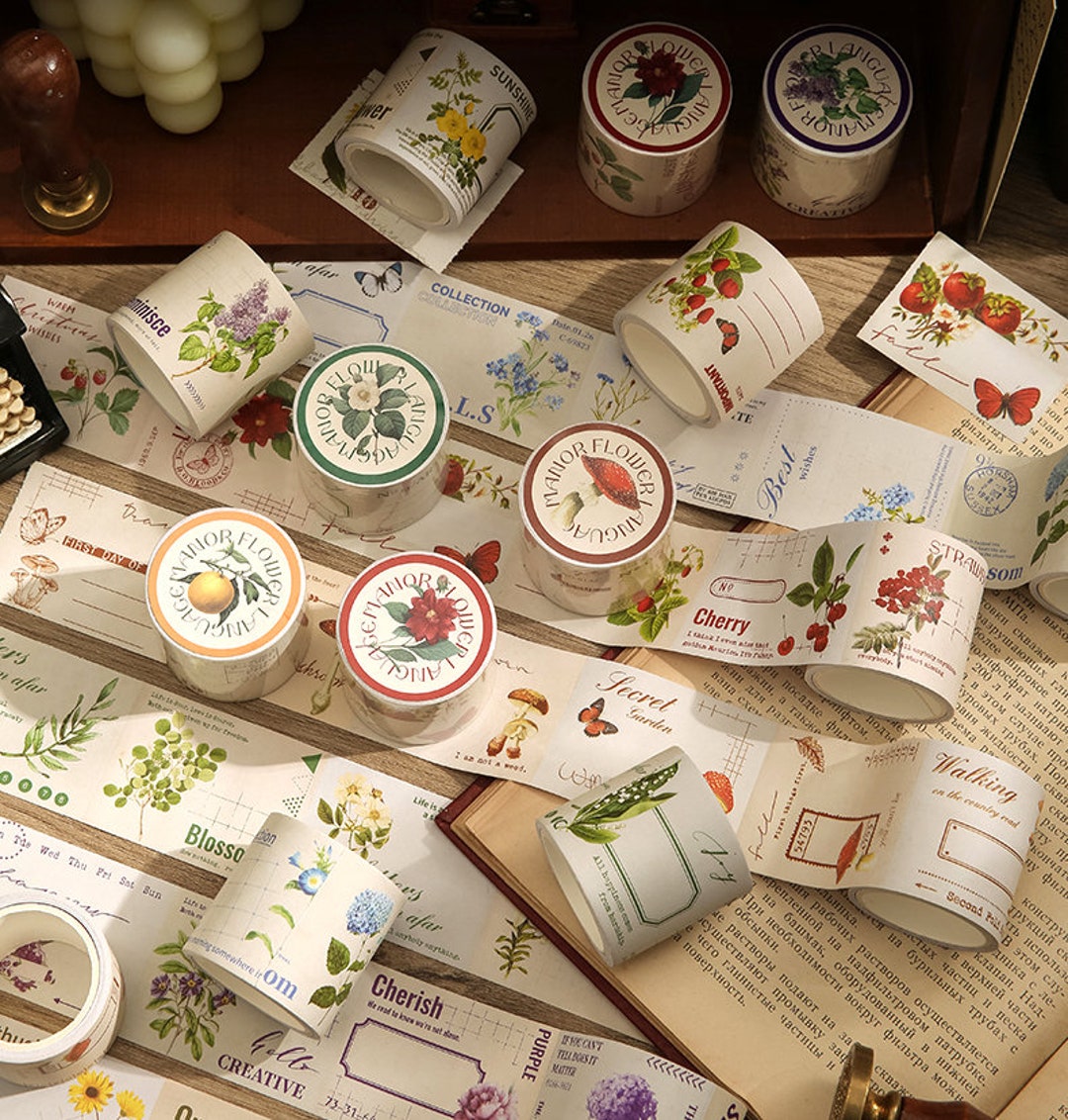 Decorative Paper Roll Sticker, Botanical, Shabby Chic Label, Junk ...