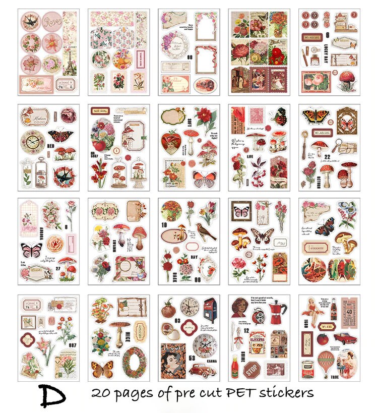 PET Sticker Collection 20 Sheets in a Booklet Botanical - Etsy