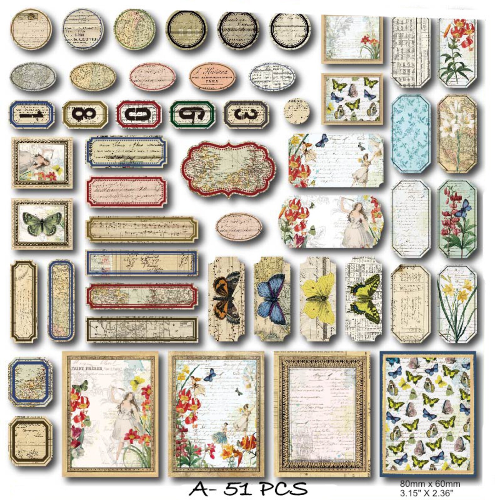Vintage Collection Paper, Tags and Paper Cuts, Junk Journal Ephemera ...