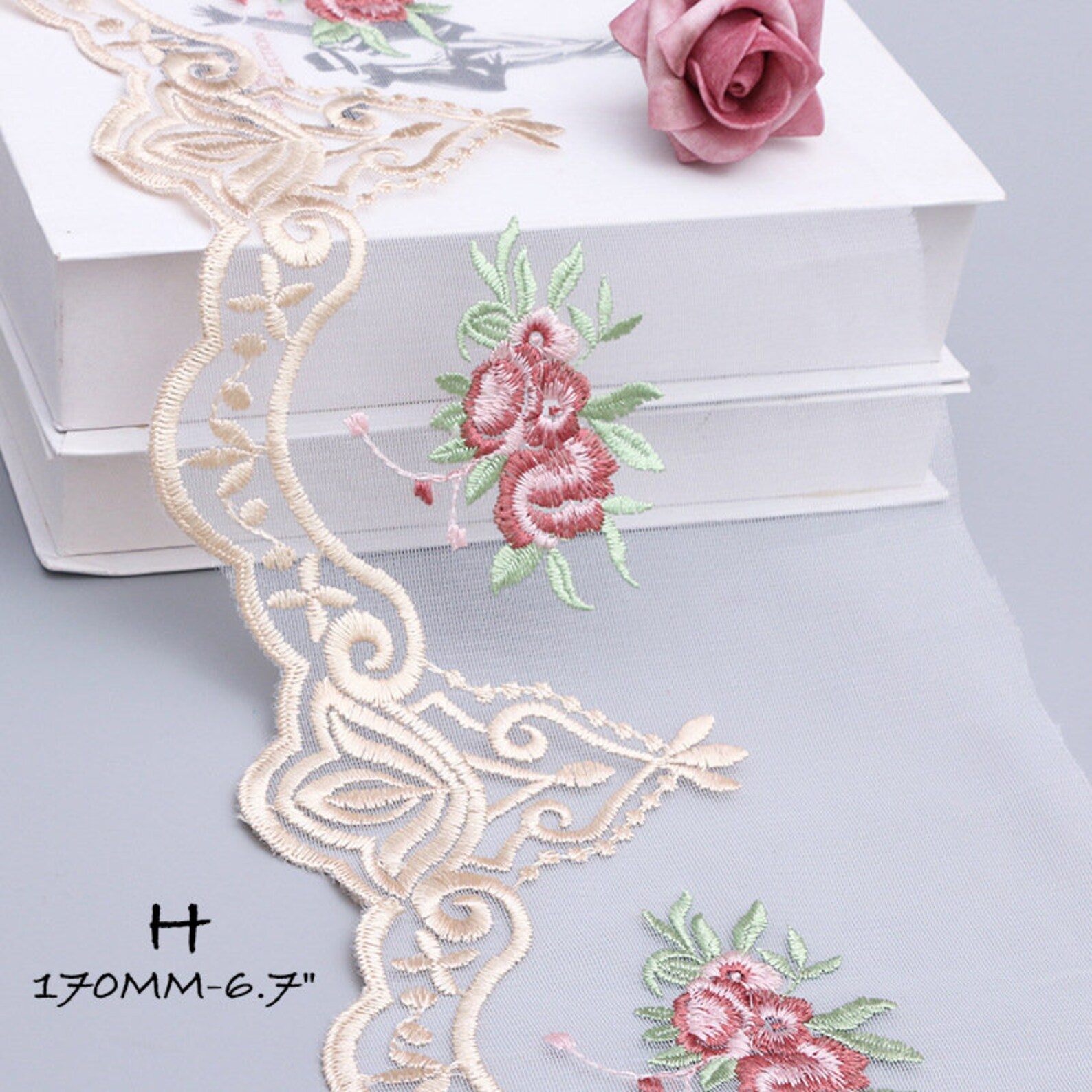 Embroidery Wide Lace Ribbon Trim Shabby Chic Floral - Etsy