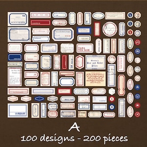 200 Pcs Retro Label Sticker, Vintage Label Sticker, Shabby Chic, Number ...