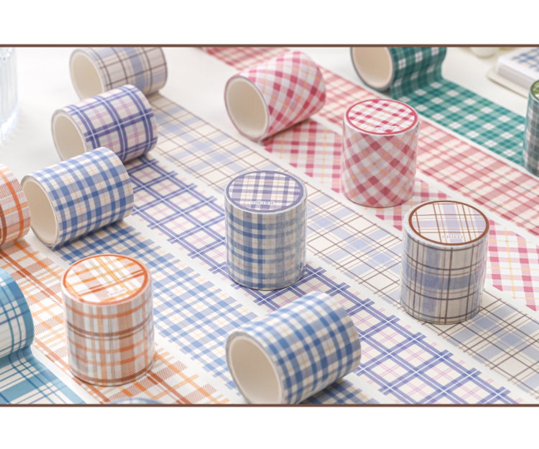 Plaid Checkered Washi Tape, Grid Tape, Junk Journal Washi, Japanese ...