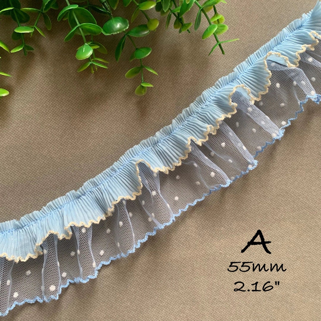 Soft Delicate Mesh Dot Pleated Lace Trim Light Pink, Red, Cream or ...