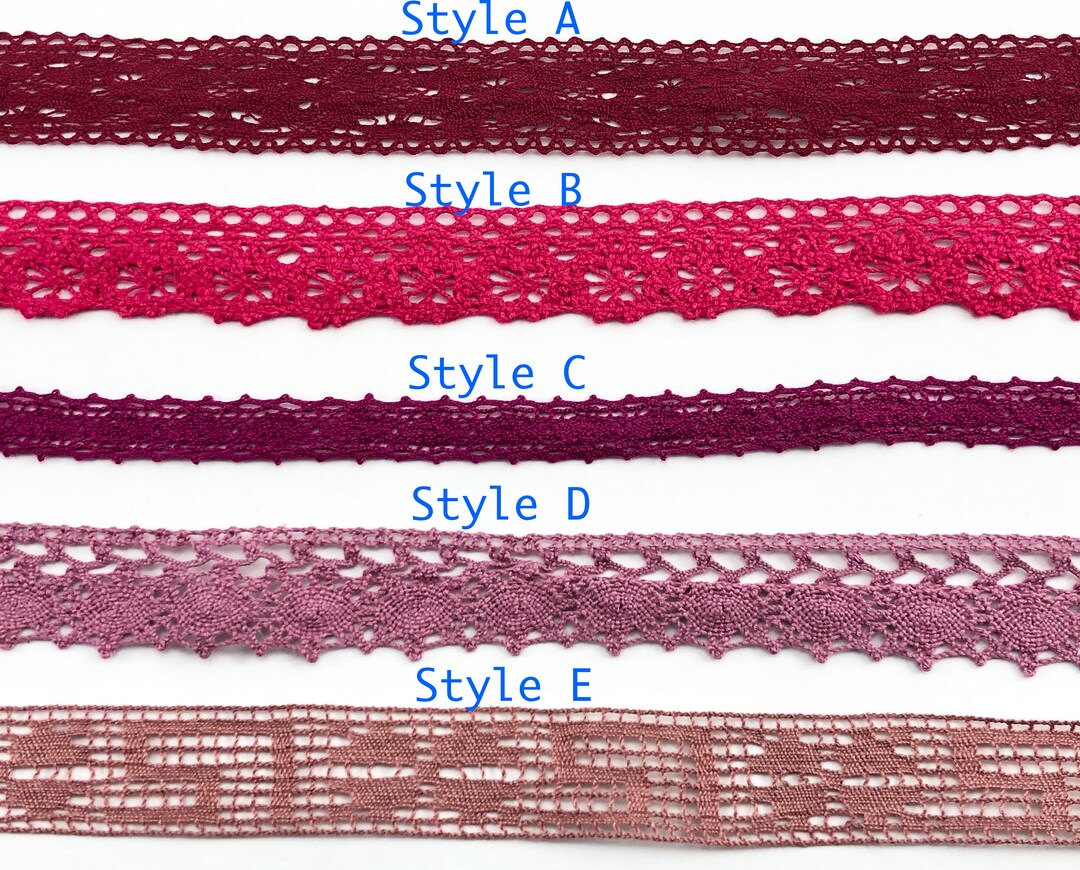 Pink Crochet Lace Ribbon, Pink Lace Trim Cotton by the Yard, Junk ...