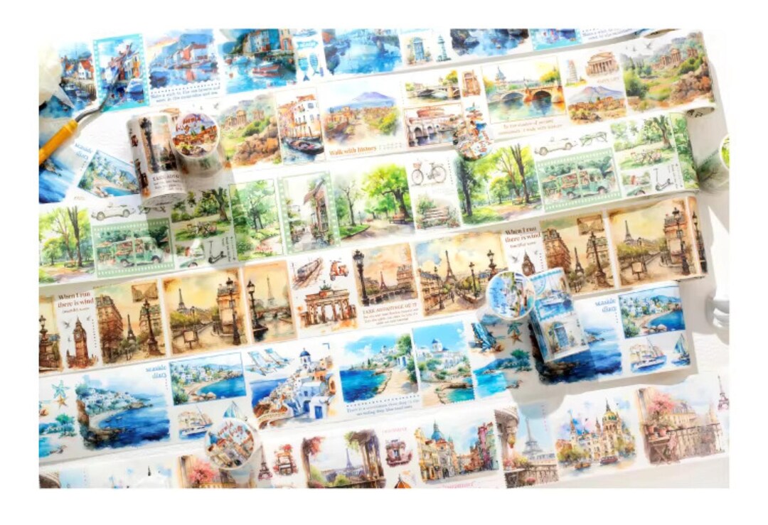 Travel Locations Washi Tape: Landscape Scrapbook Planner Embellishment ...