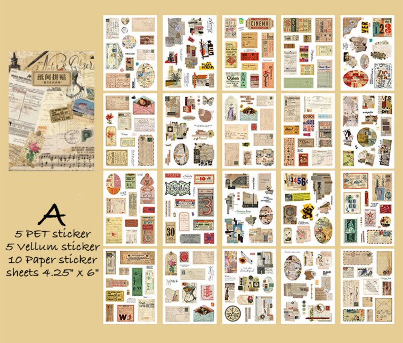 Pet-vellum-paper Sticker Collection 20 Sheets in a Booklet - Etsy