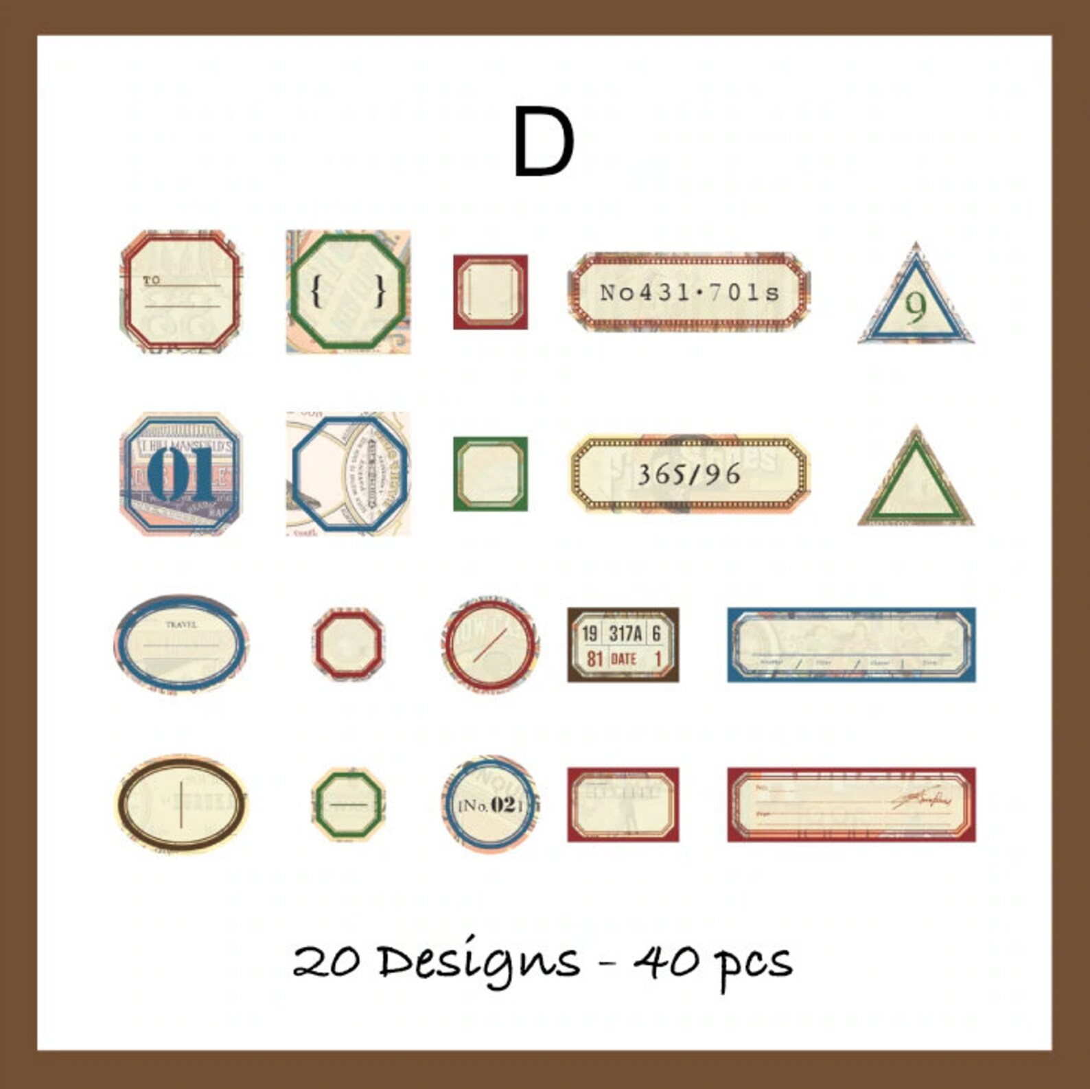 40 Pcs Vintage Label Sticker vellum and Pper Number Tag - Etsy