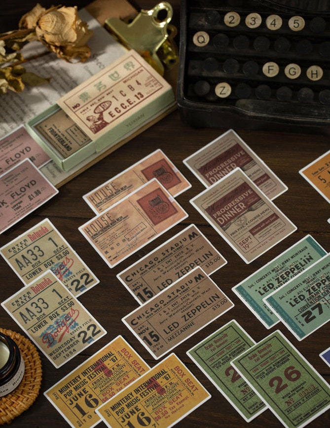 60 Pcs Vintage Label Sticker Bingo Card Sticker Ticket - Etsy