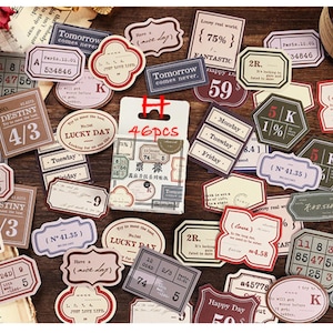 Postage Stamp Sticker, Vintage Numbers, Quotes, Newspaper, Label ,junk ...
