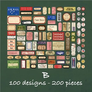200 Pcs Retro Label Sticker, Vintage Label Sticker, Shabby Chic, Number ...
