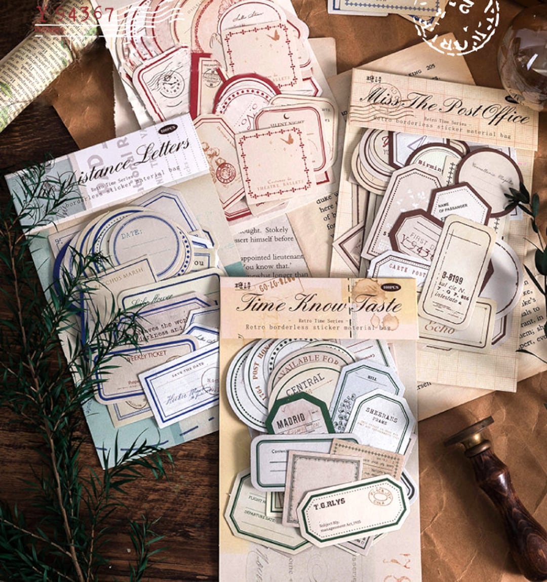 50 Pcs Retro Label Sticker, Vintage Label Sticker, Shabby Chic Label ...