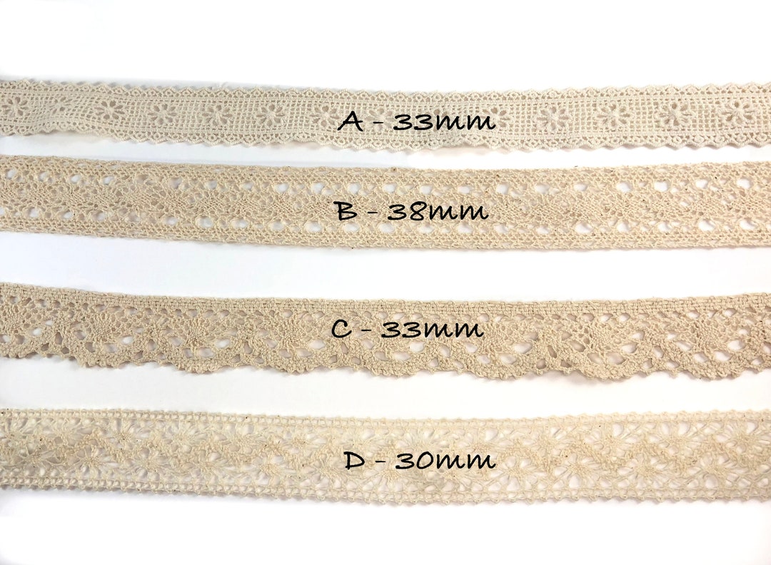 Natural Cotton Lace Trim by the Yard, Crocheted Trim, Sewing, Ecru ...