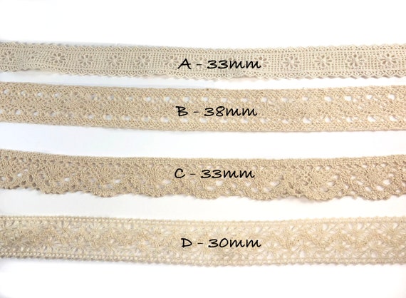 Natural Cotton Lace Trim by the Yard Crocheted Trim Sewing - Etsy