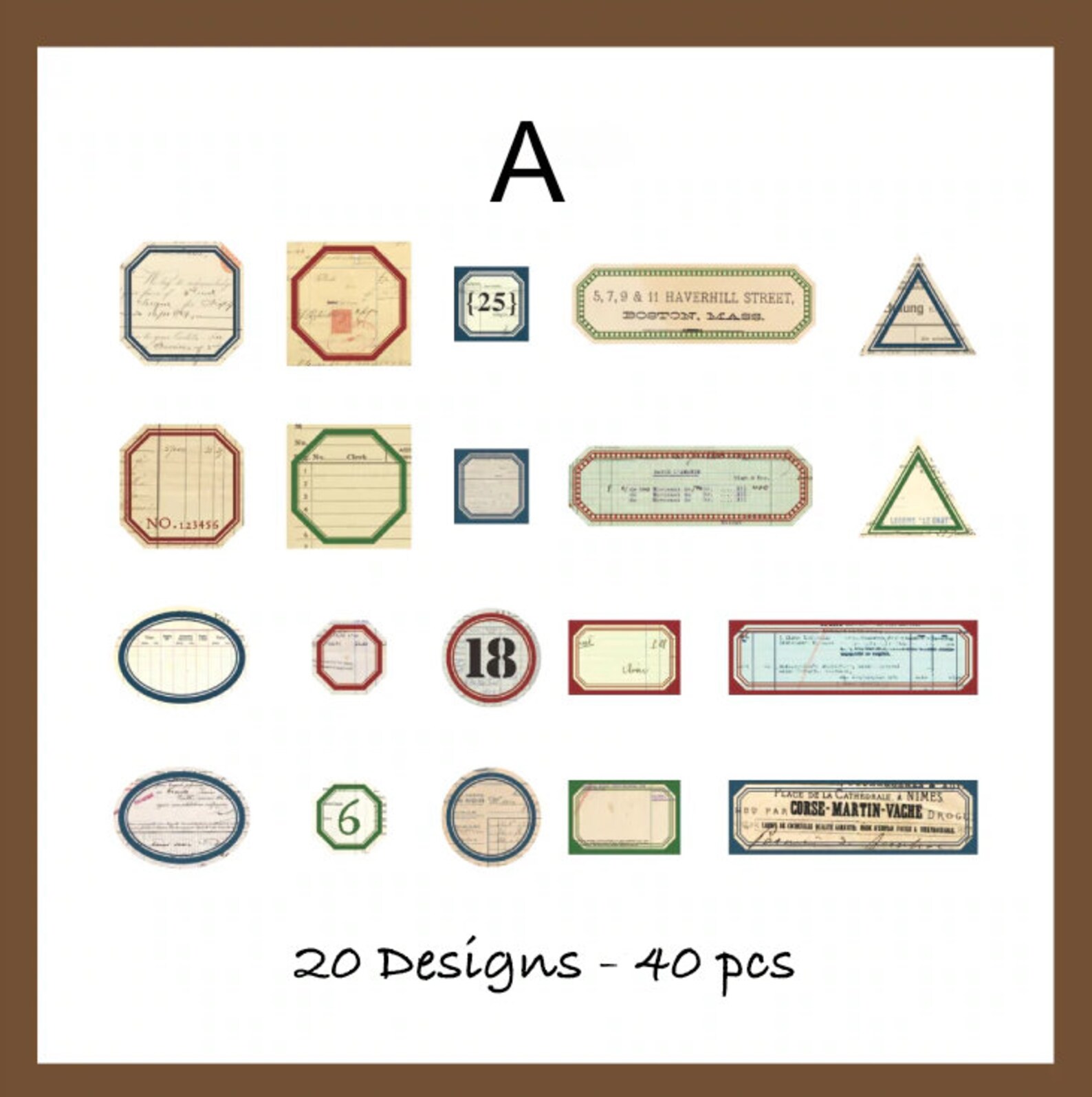 40 Pcs Vintage Label Sticker vellum and Pper Number Tag - Etsy
