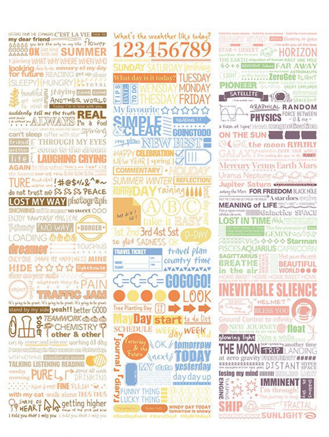 Clear Written PET Tape: Words, Numbers - Scrapbooking, Journaling - Etsy