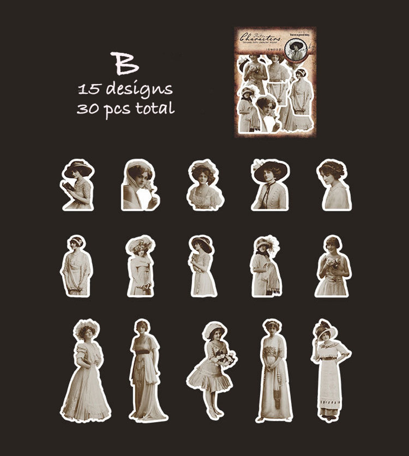 Old Photo Sticker Vintage People Retro People Sticker - Etsy