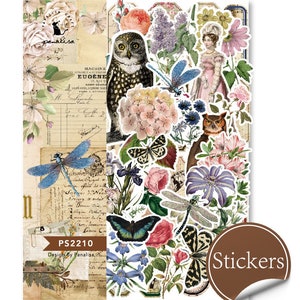 Vintage Collection Paper Stickers, Tags Stickers Set, Junk Journal ...