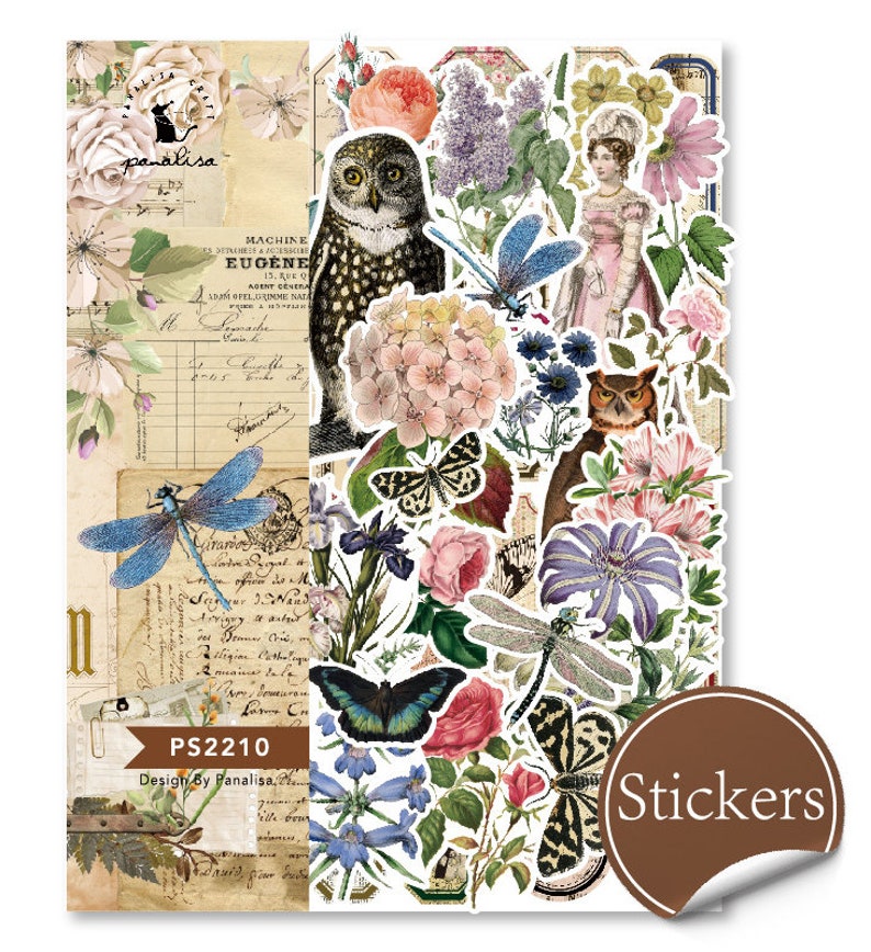 Vintage Collection Paper Stickers, Tags Stickers Set, Junk Journal ...