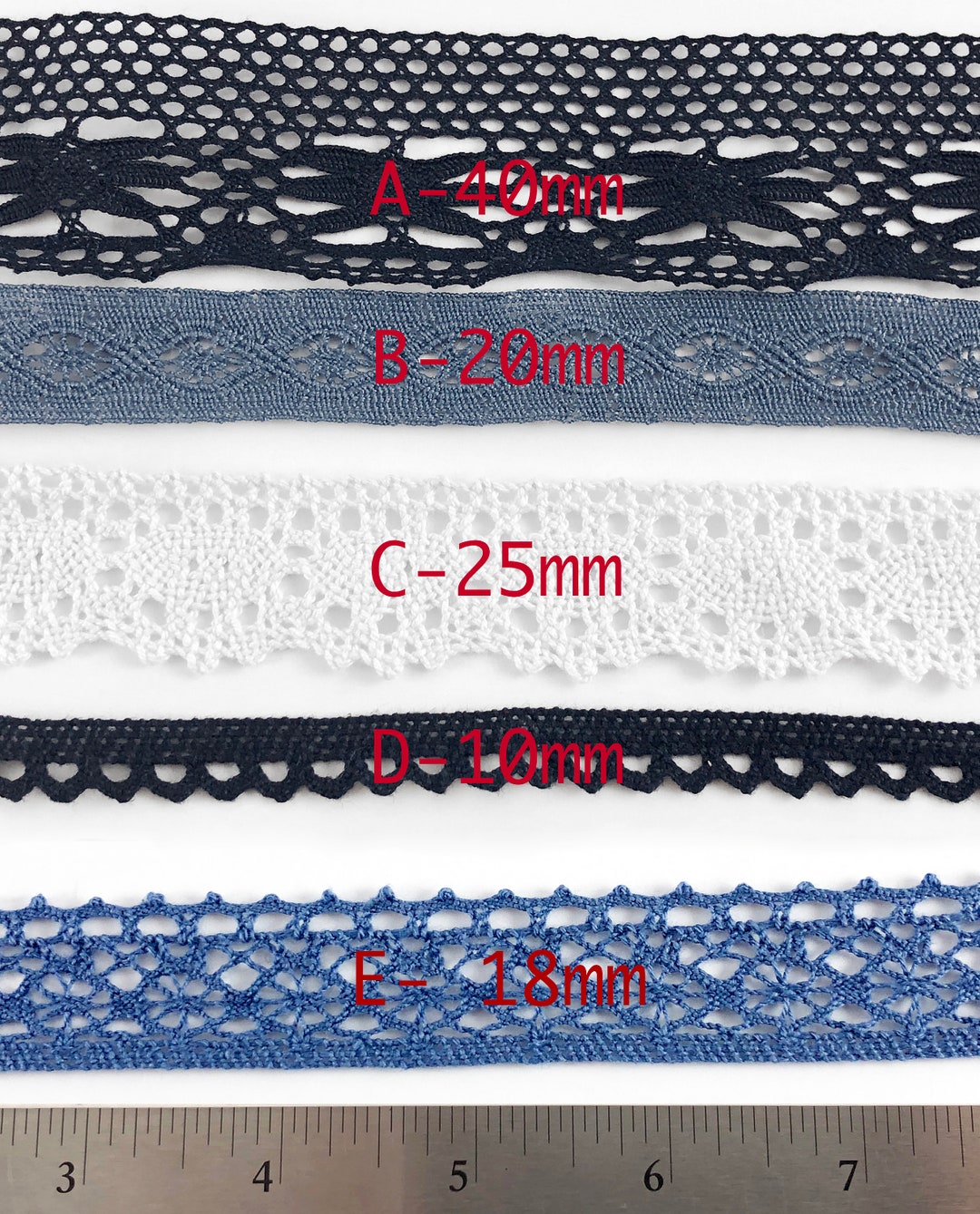 Cotton Lace Ribbon Trim Blue Tones by the Yard, Junk Journal ...