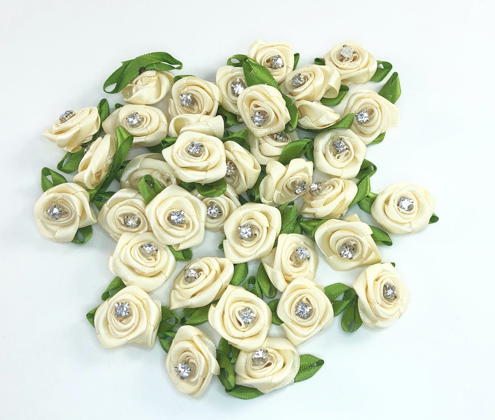 Embossed Flower, Flat Fabric Flower, Mini Ribbon Roses, Scrapbooking ...