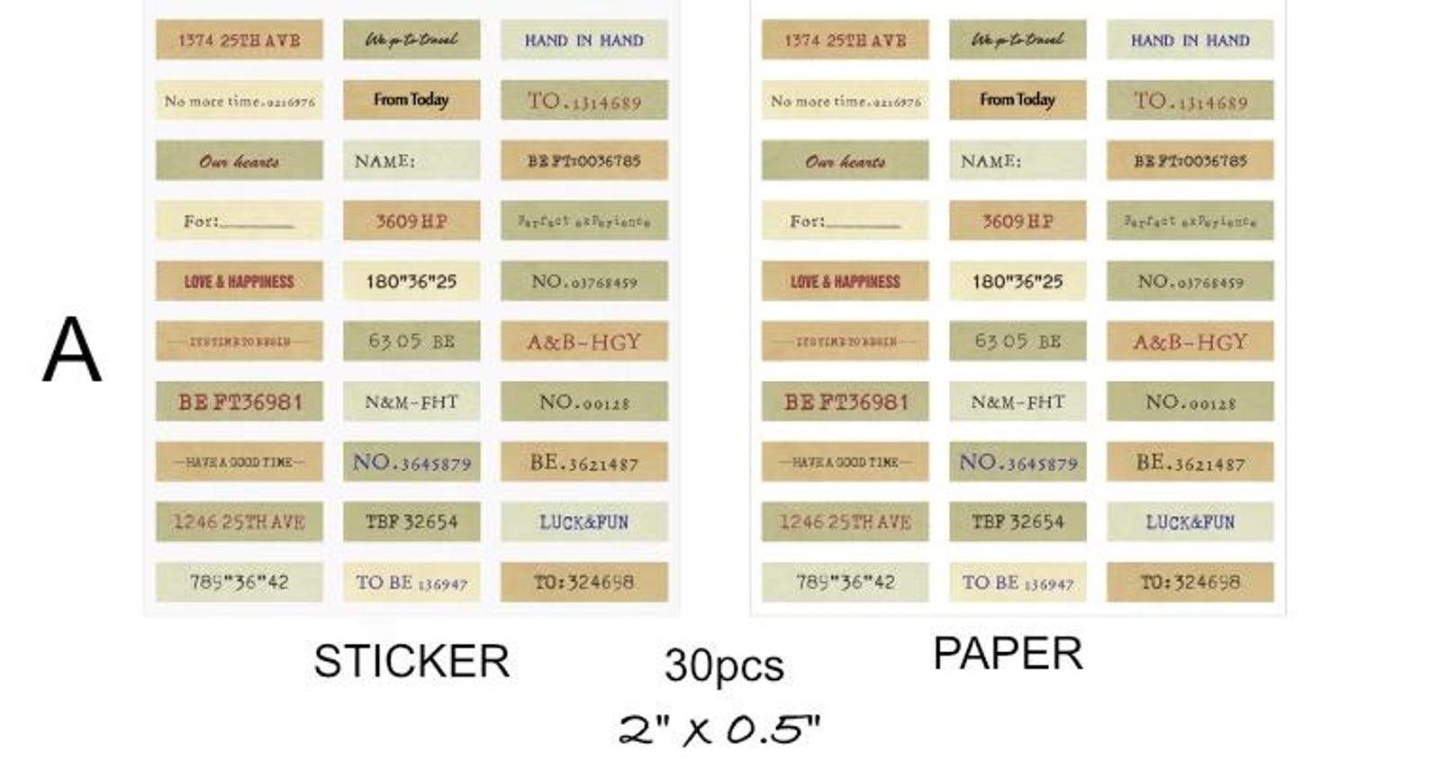 Vintage Number Label Stickers: Shabby Chic Scrapbooking Strips - Etsy