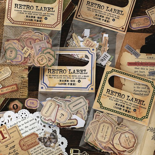 100 Pcs Retro Label Sticker Vintage Number Label Sticker - Etsy