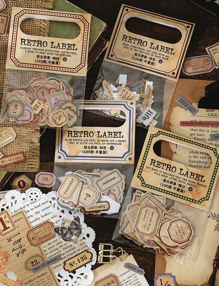 100 Pcs Retro Label Sticker Vintage Number Label Sticker - Etsy