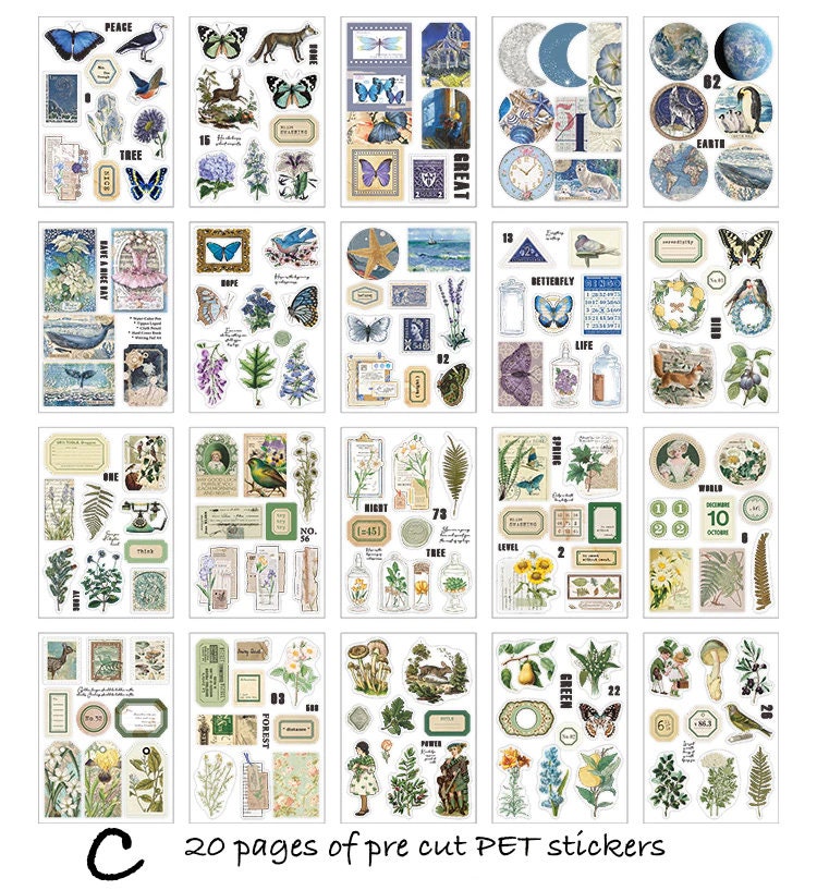 PET Sticker Collection 20 Sheets in a Booklet Botanical - Etsy
