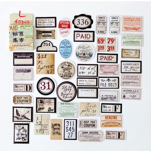 Postage Stamp Sticker, Vintage Numbers, Quotes, Newspaper, Label ,junk ...