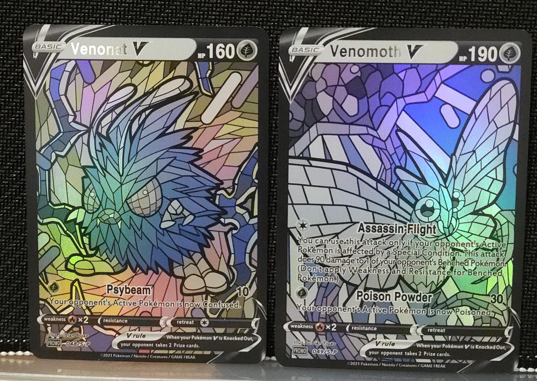 Pokemon Custom Glass Style Venonant Venomoth Custom DIY Holo Cards - Etsy