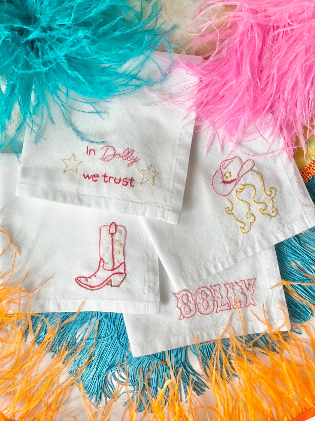 Dolly Parton Napkins, Cowgirl, Hand Embroidered Cloth Napkins - Etsy