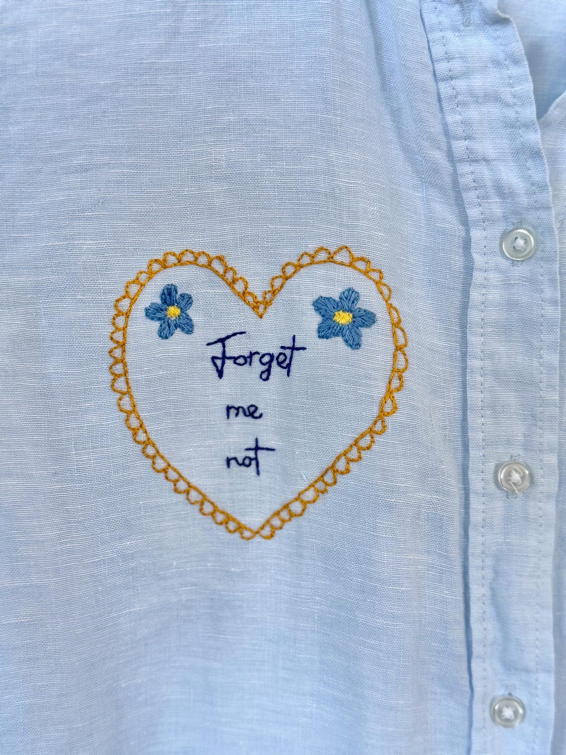 Forget Me Not, Flowers and Hearts, Up-cycled Fashion, Hand Embroidered ...